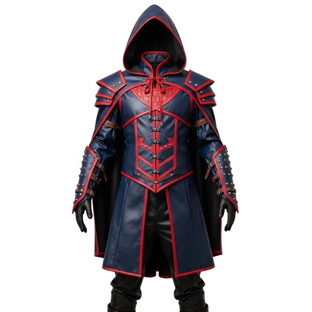 The Arcane Warden – Handmade Midnight Blue Genuine Leather Hooded Cloak ...