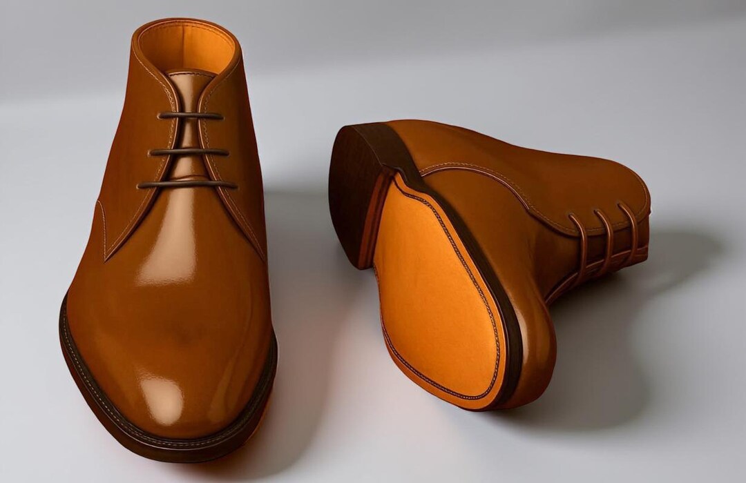 Handmade Tan Leather Chukka Boots: Men's Formal Dress Shoes - Etsy