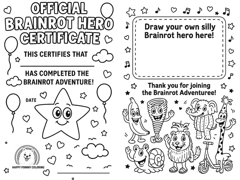 Brainrot Coloring Pages for Kids 4-10 | AI Activity Art Printable Book ...