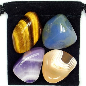 EYE and VISION SUPPORT Tumbled Crystal Healing Set - 4 Gemstones W ...