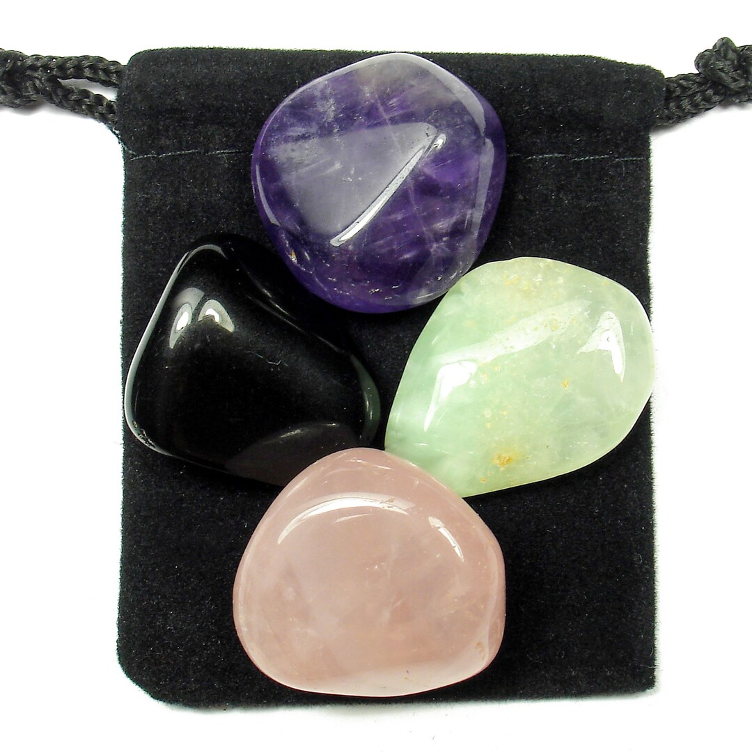 NECK and SHOULDER SUPPORT Tumbled Crystal Healing Set -4 Gemstones W ...