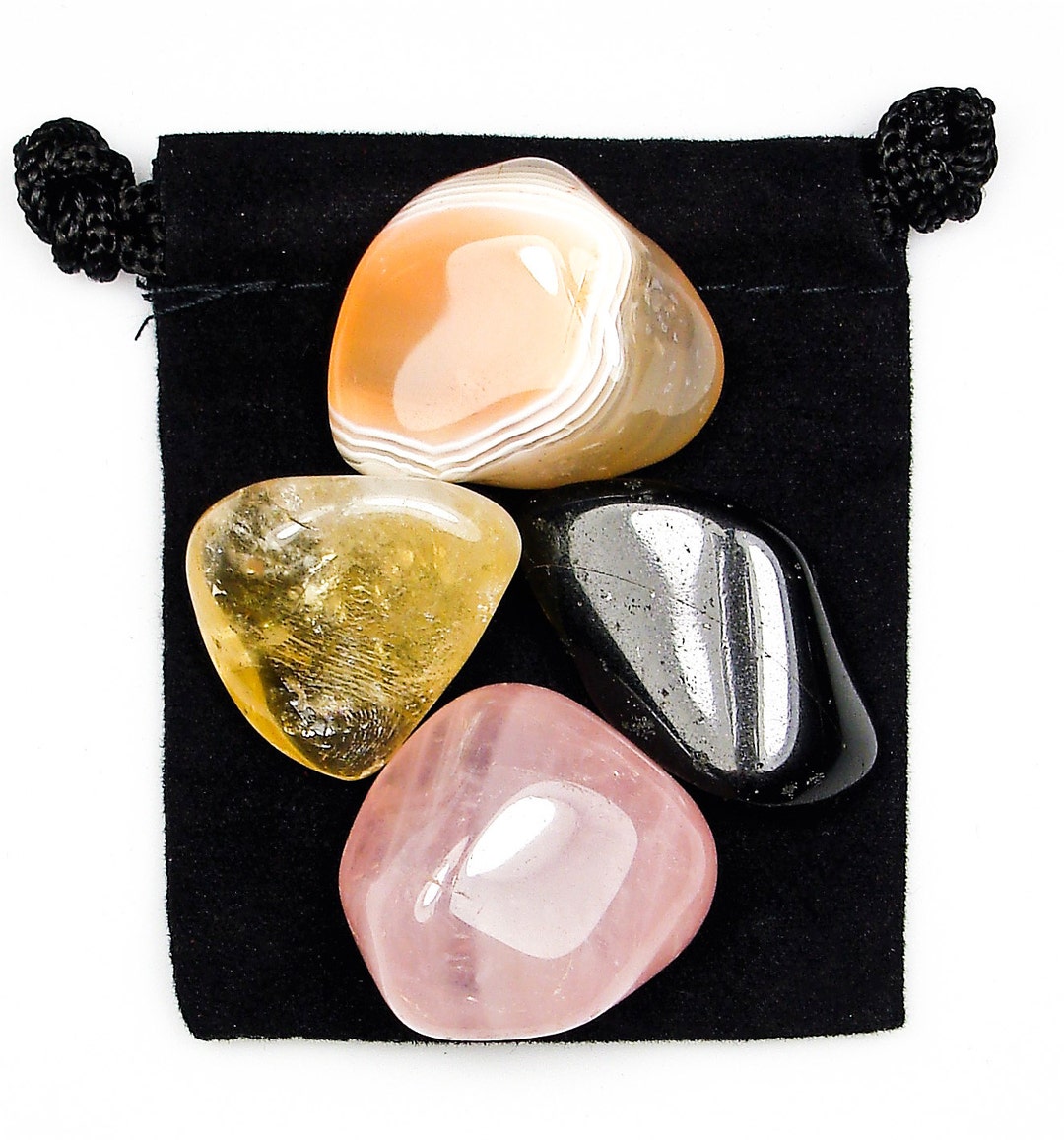 POSITIVE THOUGHTS Tumbled Crystal Healing Set - 4 Gemstones W ...