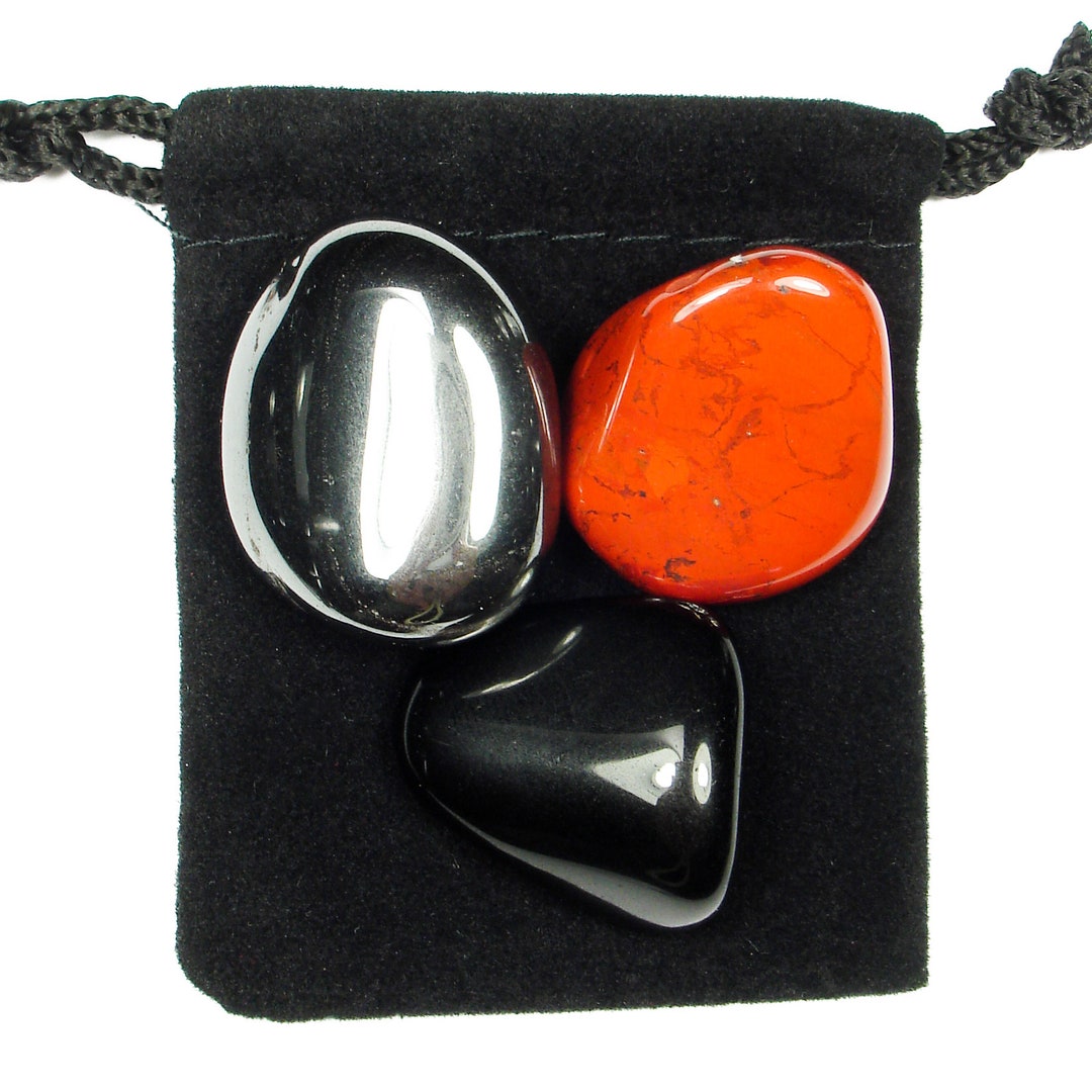 1st ROOT BASE CHAKRA Tumbled Crystal Healing Set 3 Gemstones W ...