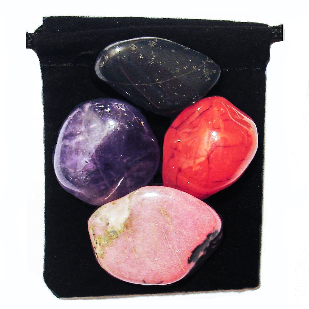 CANCER SUPPORT Tumbled Crystal Healing Set - 4 Gemstones With ...