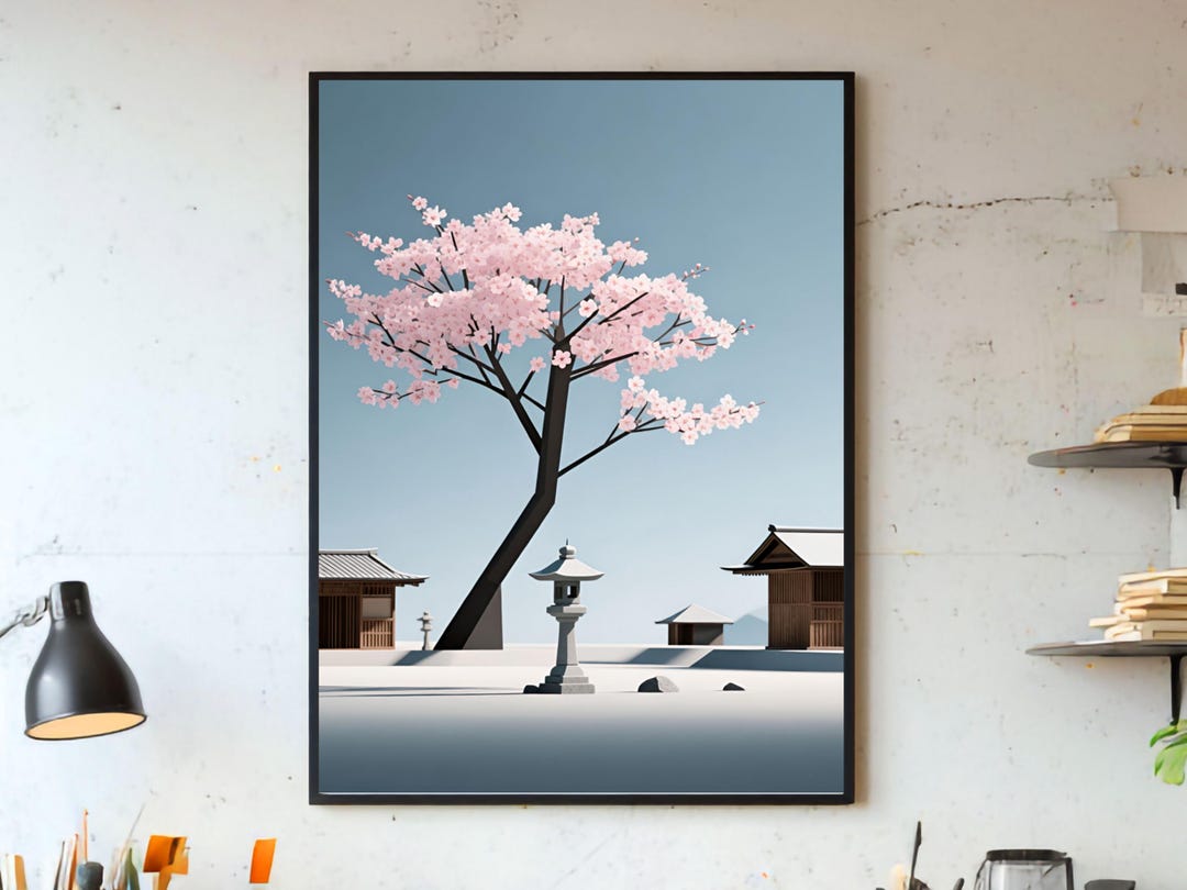Japanese Cherry Blossom Tree Poster, Asian Art Print, Minimalist Nature ...