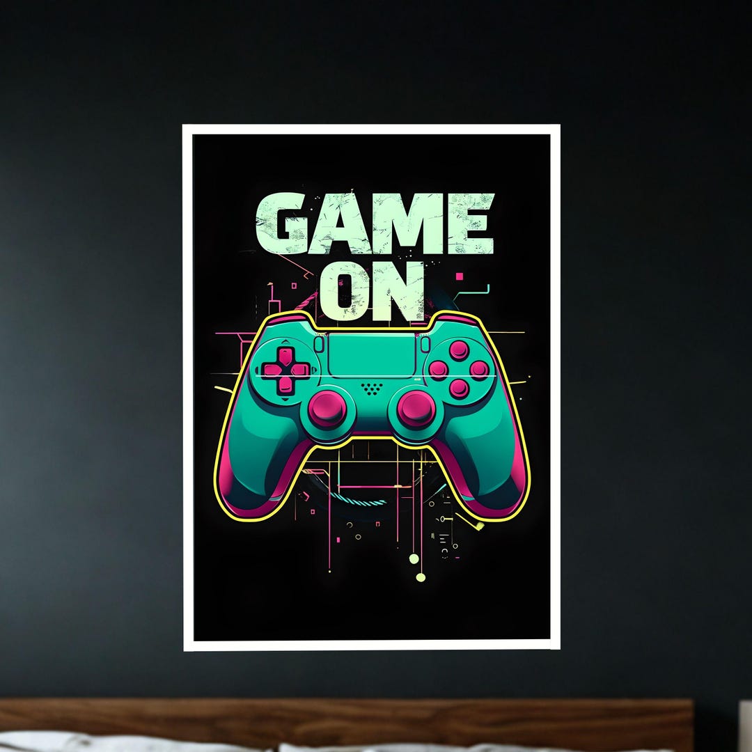 Retro Gaming Poster - Vibrant Controller Art, 300gsm Matte Print - Etsy