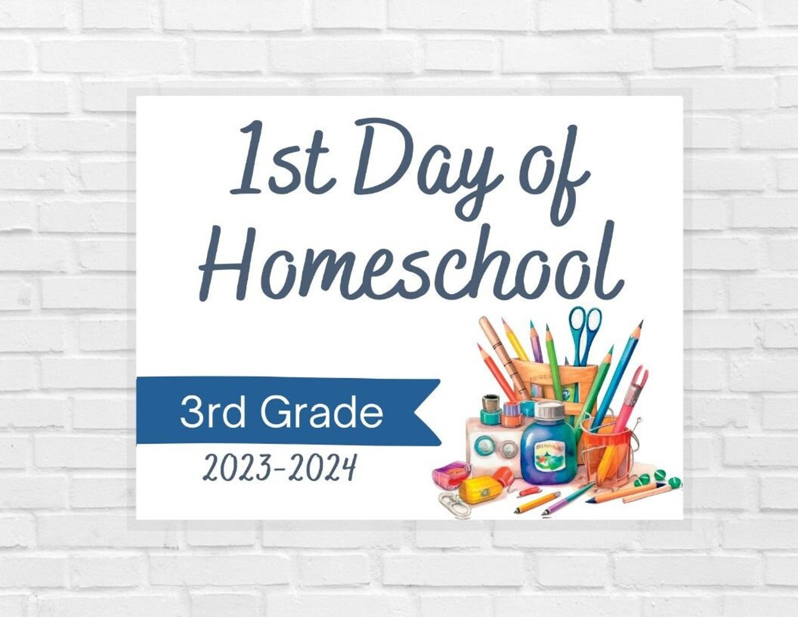 First Day of Homeschool 3rd Grade Sign 2023-2024 First Day of School ...