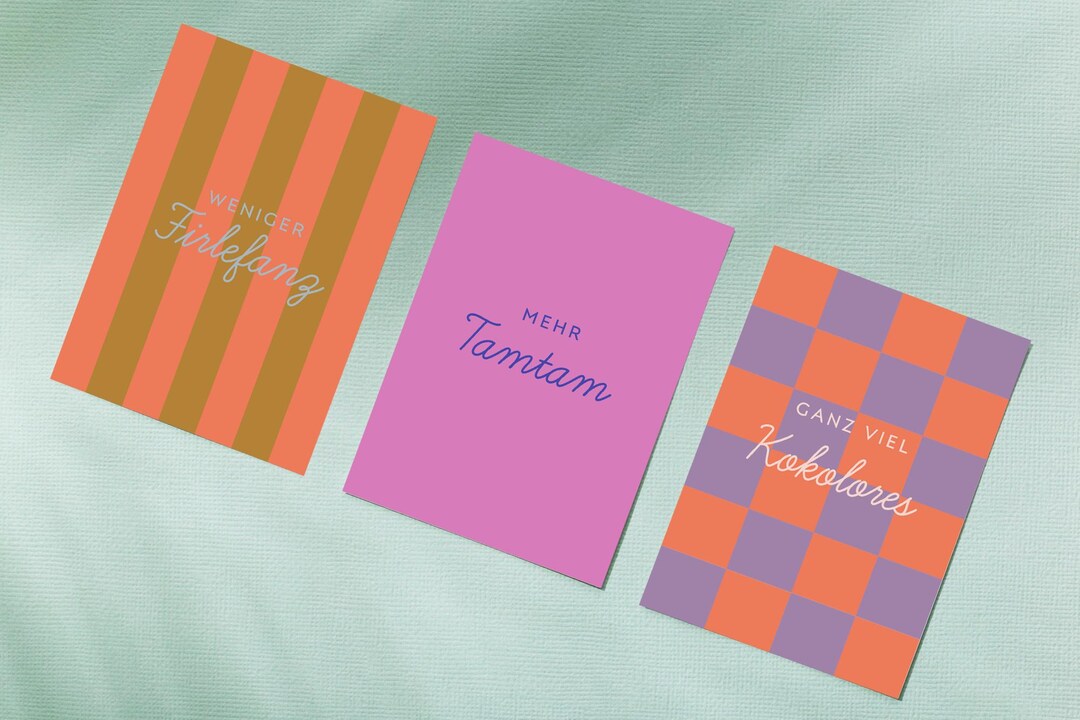 Postcards Set of 3, Art Prints in A6, Typo Cards as a Design Gift - Etsy