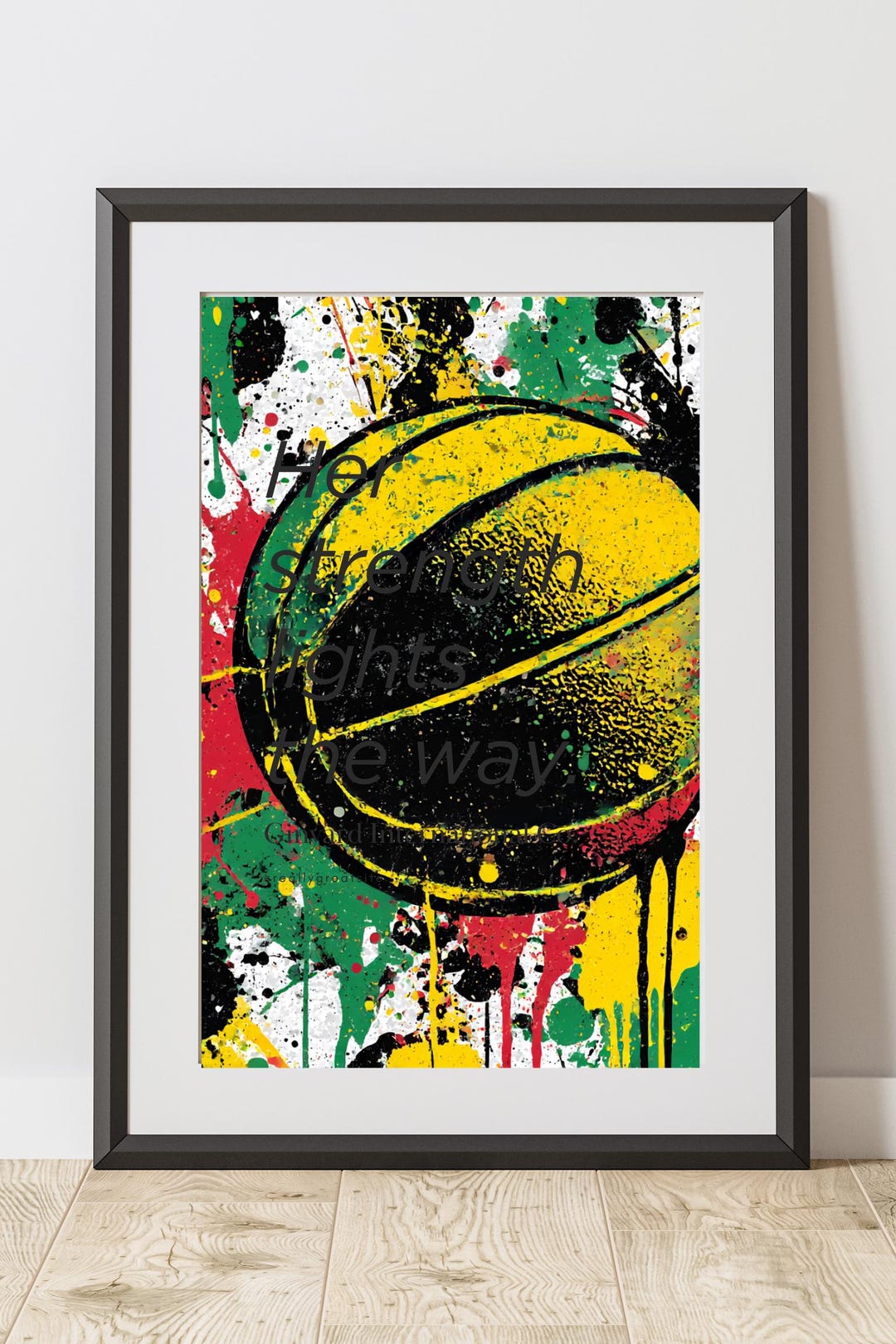 Basketball Poster, Modern Splatter Paint Canvas Art, Sports Wall Decor ...