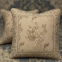French Toile Throw Pillow | Burgundy Red and White Country French ...