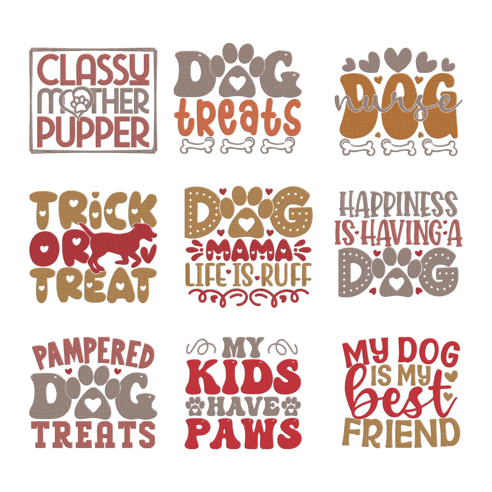Dog Quote Paw Print Embroidery Design, Funny Dog Sayings Paw Print Dog ...