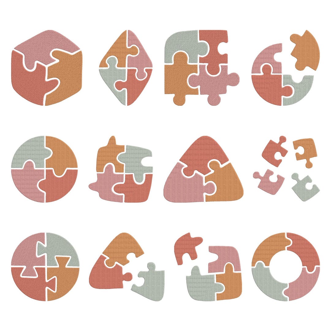 Abstract Puzzle Autism Embroidery Design, Autism Awareness Modern ...