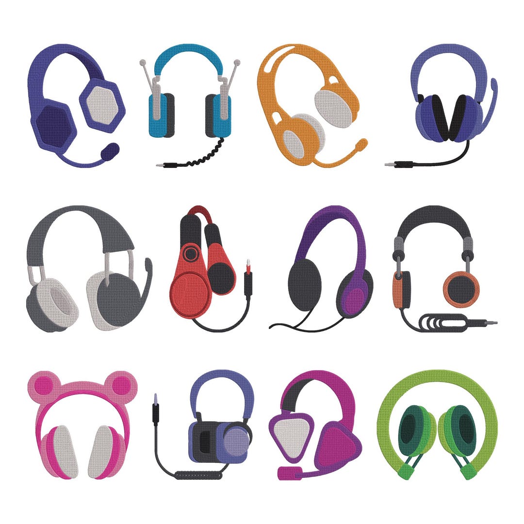 Headphones Toy Embroidery Design, Headset Audio Machine Embroidery File ...