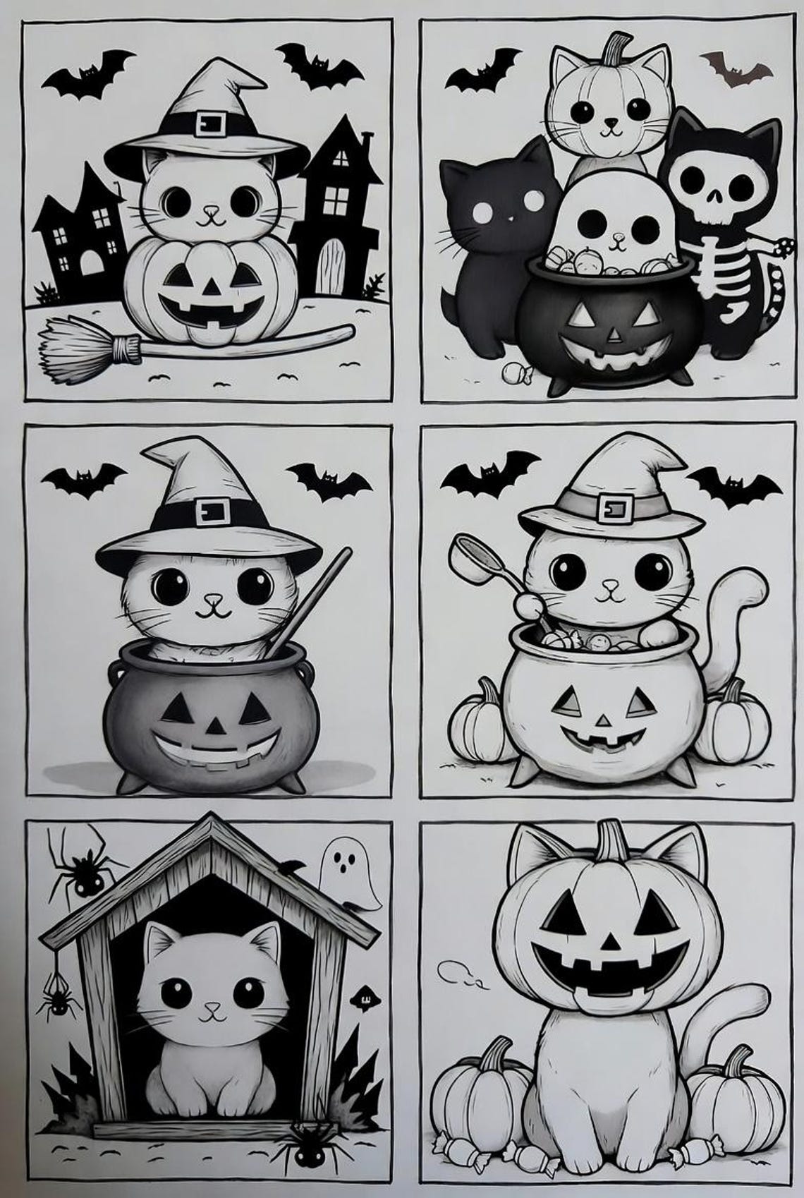 Halloween Coloring Pages: Spooky-cute Designs (printable PDF) - Etsy