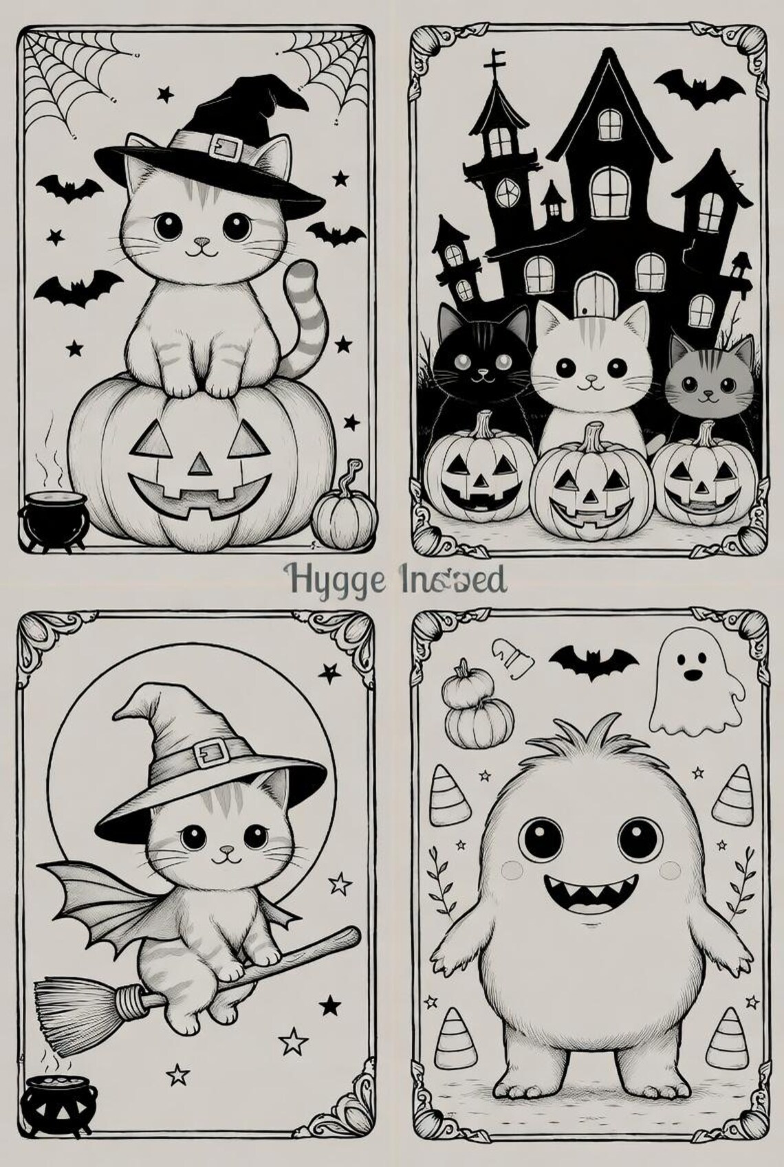 Halloween Coloring Pages: Spooky-cute Designs (printable PDF) - Etsy