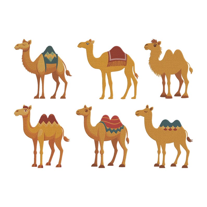 Camal Embroidery Design, Camal Machine Embroidery File, 6 Design, 5 ...