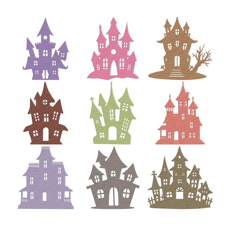 Haunted House Spooky Embroidery Design Bundle, Halloween Mansion Gothic ...