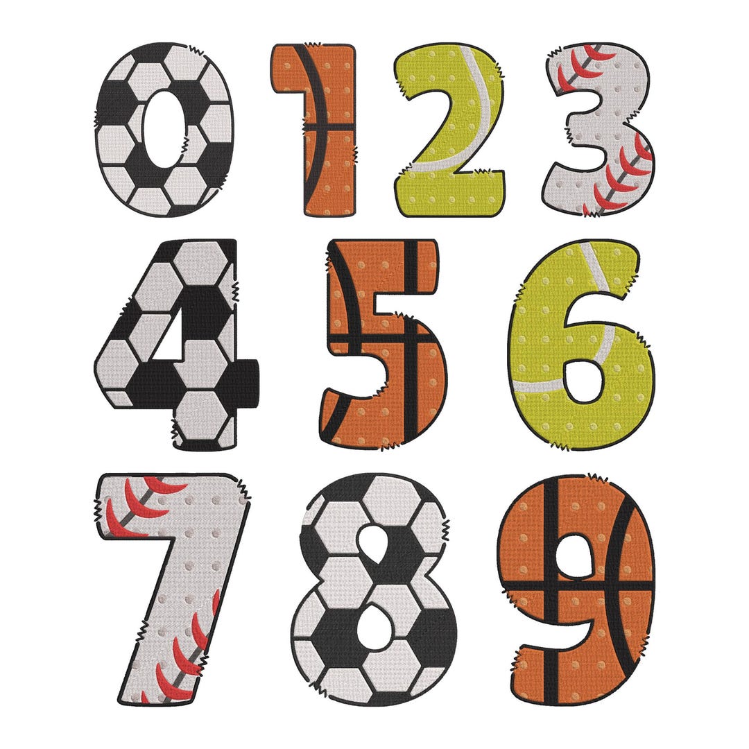Sport Style Number Embroidery Design, Ball Style Number Machine ...