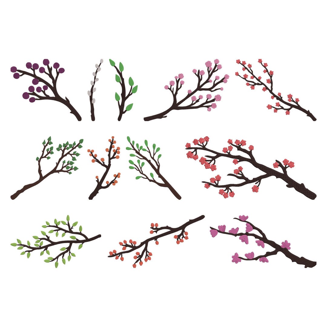 Floral Branch Tree Embroidery Design, Tree Branch Stitch Spring Blossom ...