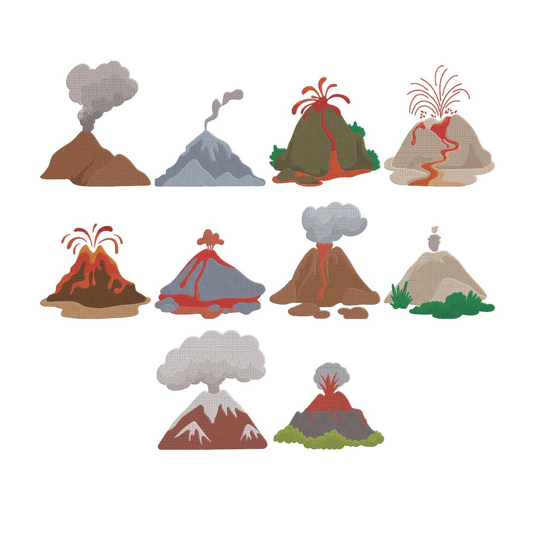 Volcano Nature Machine Embroidery Bundle, Set of 10, Lava Embroidery ...