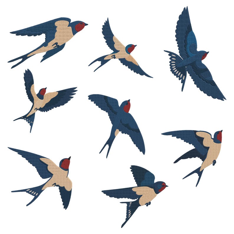 Flying Swallow File, Swallow Machine Embroidery Design, Swallow Bird ...