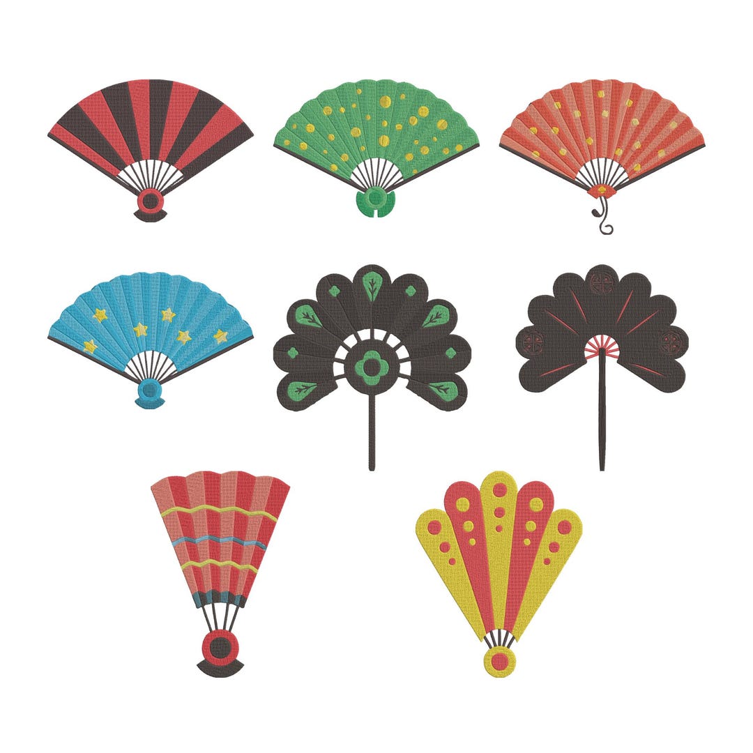 Decorative Hand Fan Embroidery Design, Asian Oriental Fan Machine ...