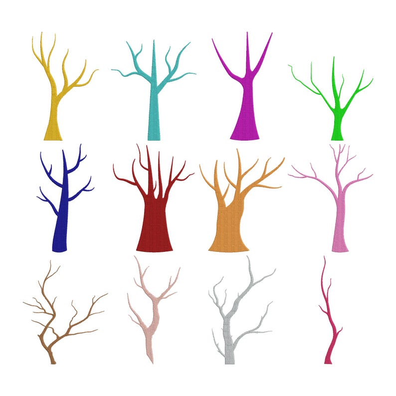 Bare Tree Machine Embroidery Bundle, Set of 12, Branch Embroidery ...