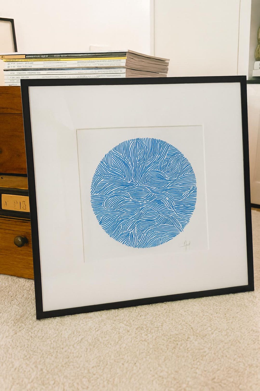 Original Artwork, Ink Drawing: “blue Undulation” Collection “blue ...