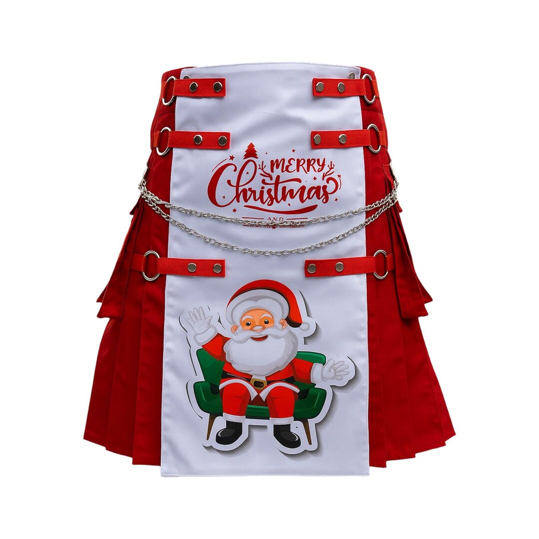 Scottish Santa Claus Christmas Kilt Red and White Kilt Merry Christmas ...