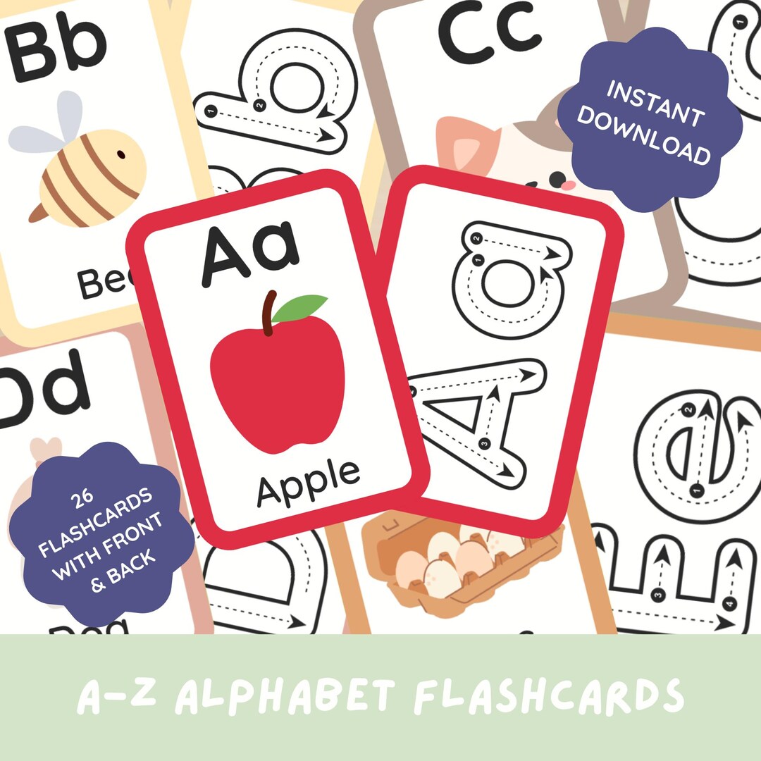 A-Z Alphabet Flashcards | Tracing & Phonics for Preschool, Pre-k ...