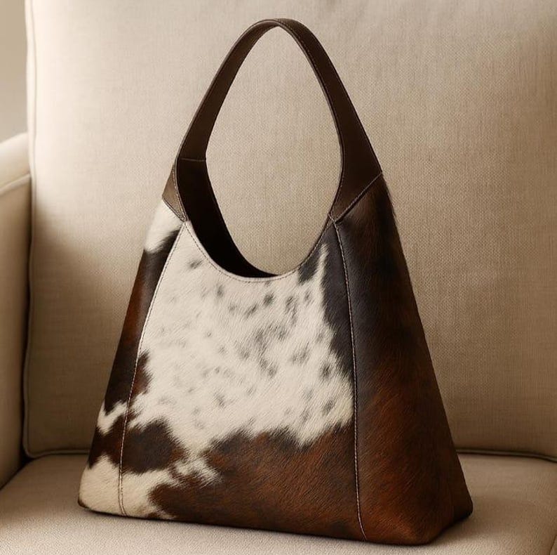 Luxury Cowhide Leather Hobo Bag – Handmade Western Style Shoulder Tote ...