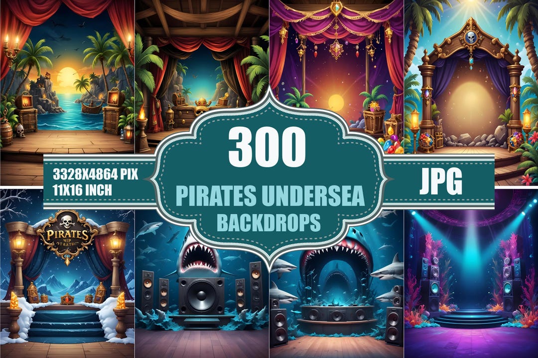 300 Pirates Party Backdrops, Fish Tank Decor Wallpaper Backdrop ...