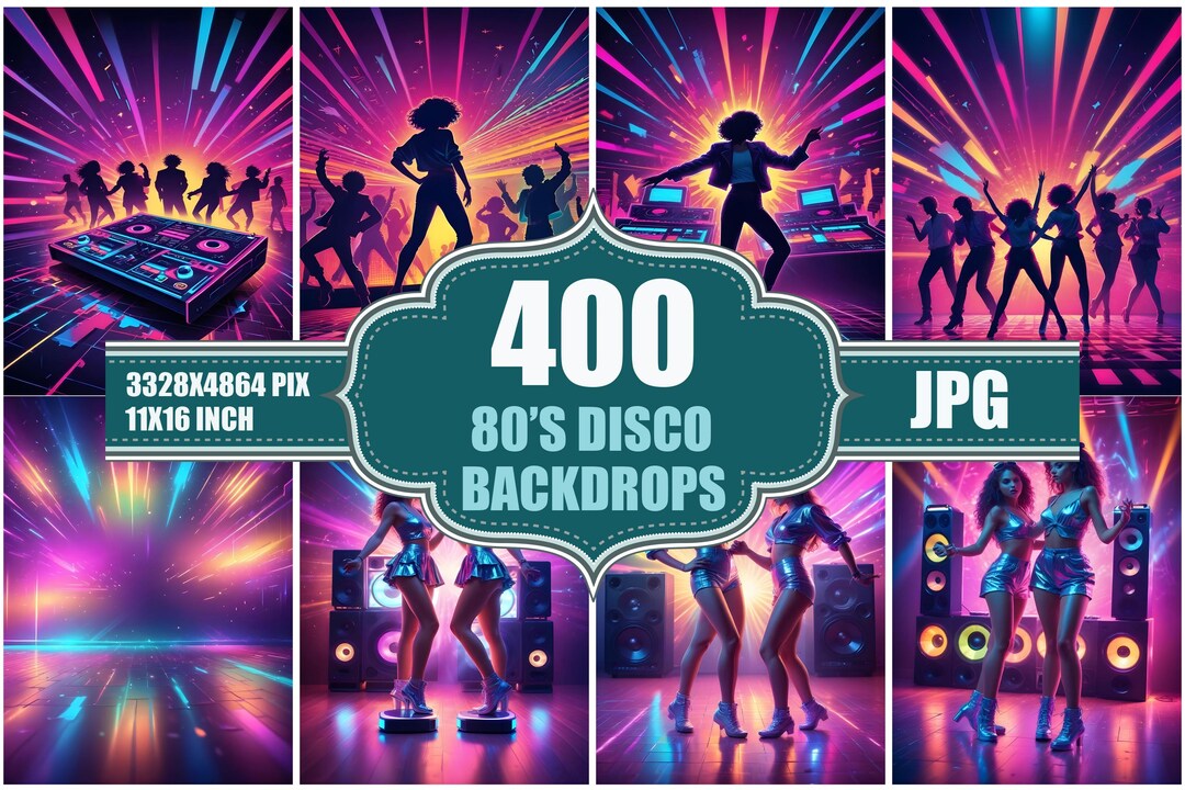 Disco Classics Backdrops | Retro Neon Backdrop | Colorful Disco Theme ...