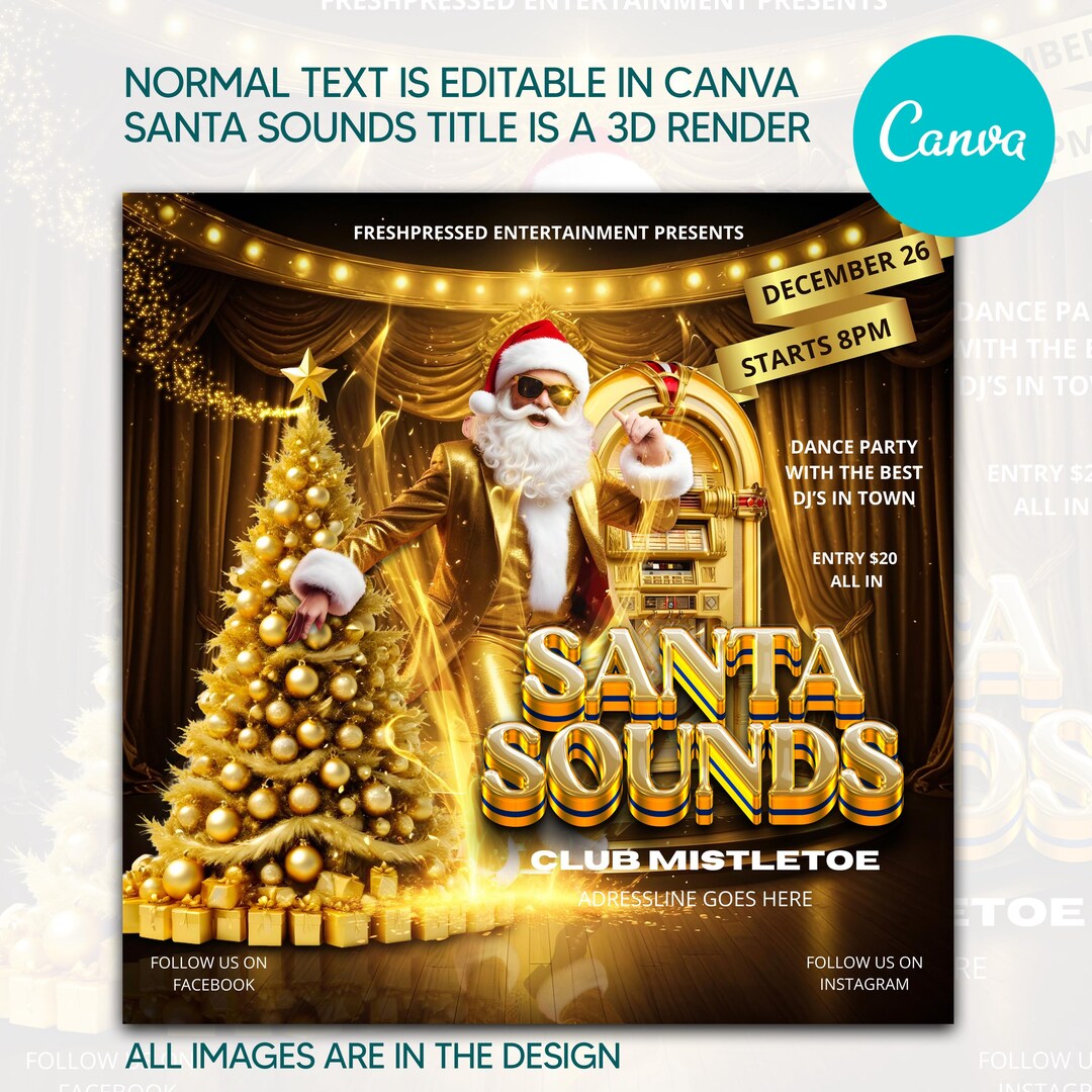 Christmas Themed Party Flyer | Holiday DJ Nights | Xmas Bash ...