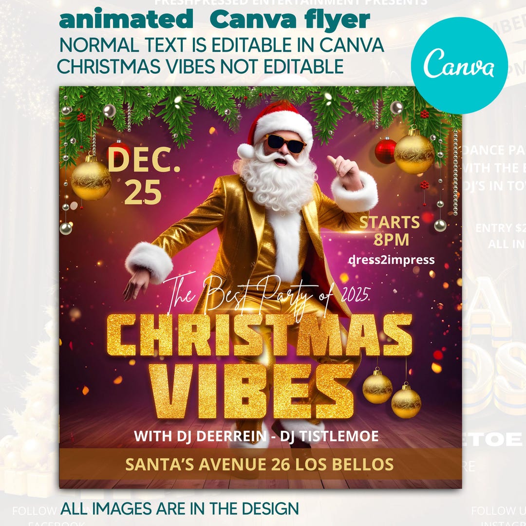 Animated Christmas Themed Party Flyer | Holiday DJ Nights | Xmas Bash ...
