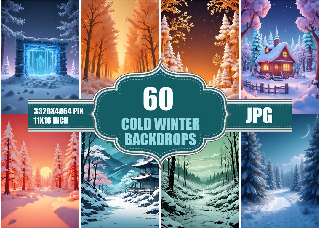 60 Winter Snow Backdrops Bundle | Luxury Snowy Backdrops for Flyers ...