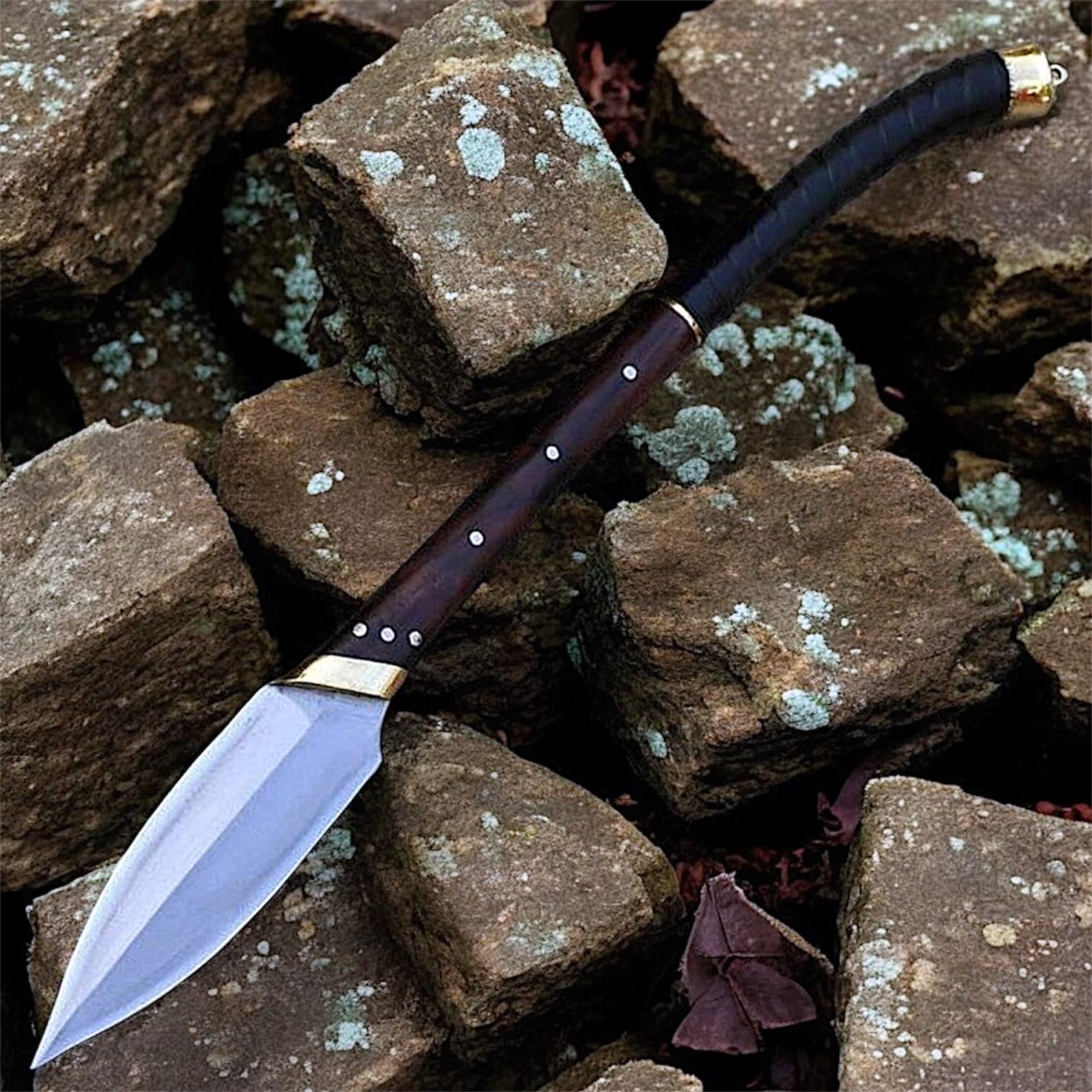 Hand Forged Viking Leaf Spear | 28 Inch Hunting Spear With Leather ...