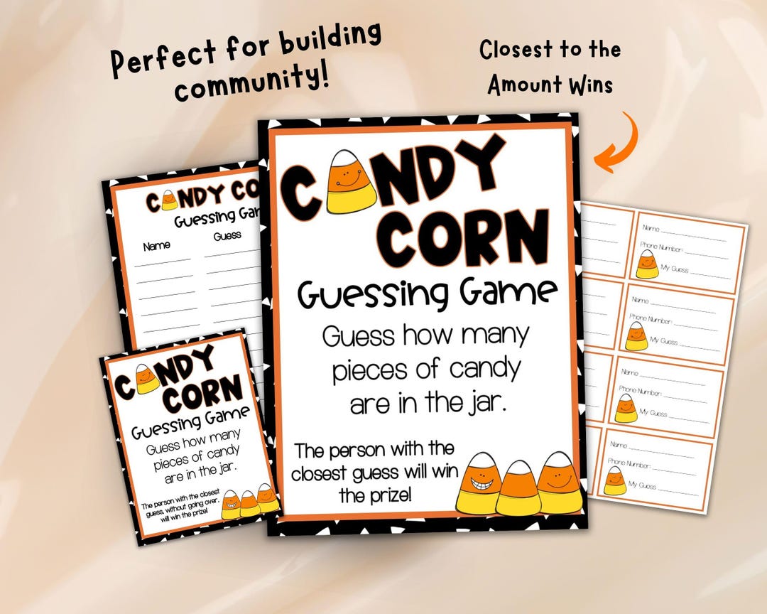 Candy Corn Guessing Game Sign, Printable Fall Party Game (digital ...
