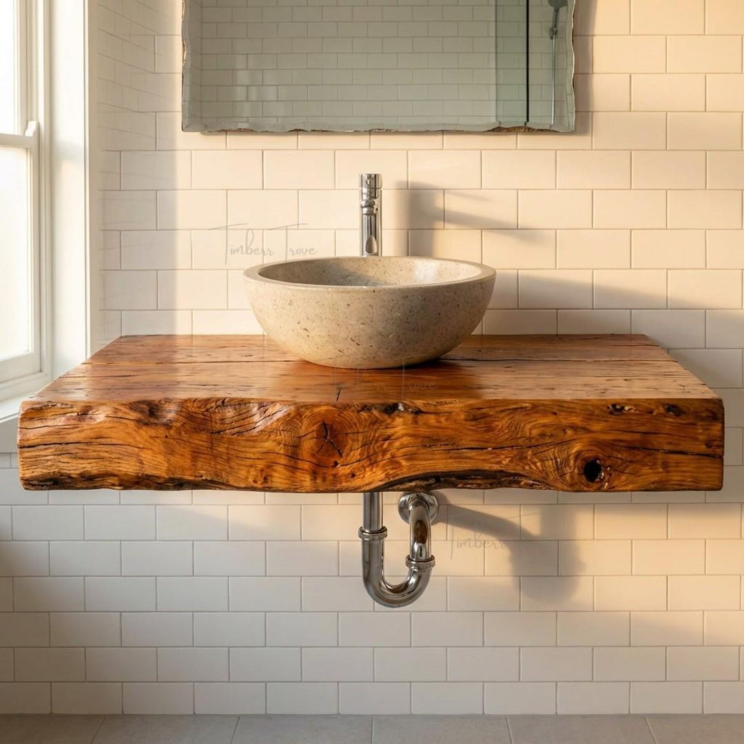 Solid Wood Floating Vanity Shelf, Custom Vessel Sink Base - Etsy