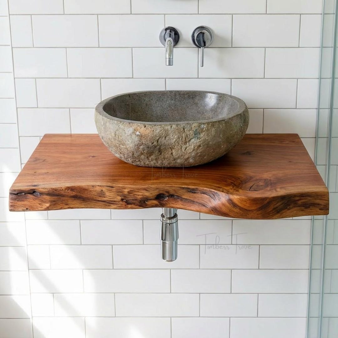 Solid Wood Floating Vanity Shelf, Custom Vessel Sink Base - Etsy