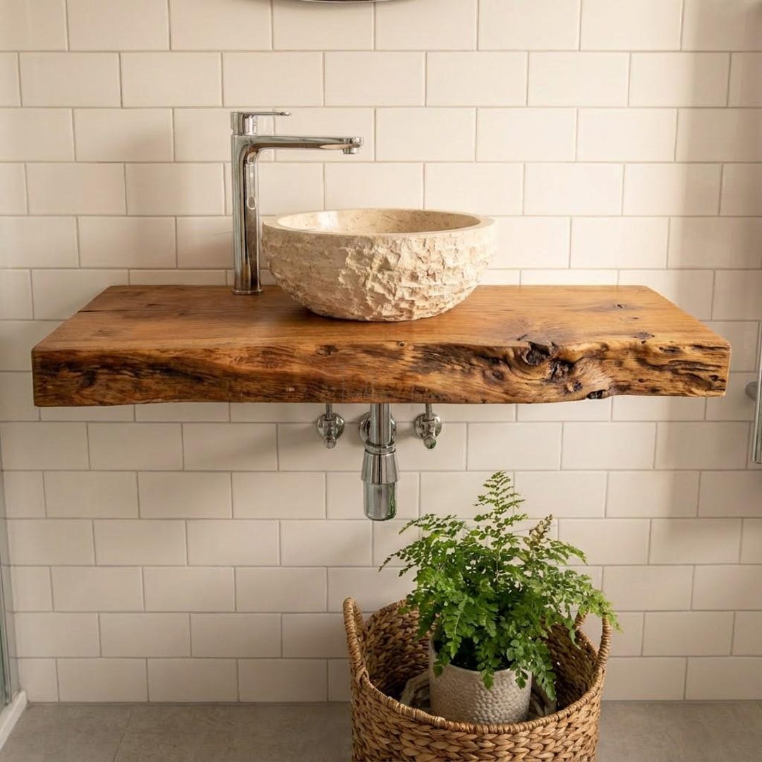 Solid Wood Floating Vanity Shelf, Custom Vessel Sink Base - Etsy