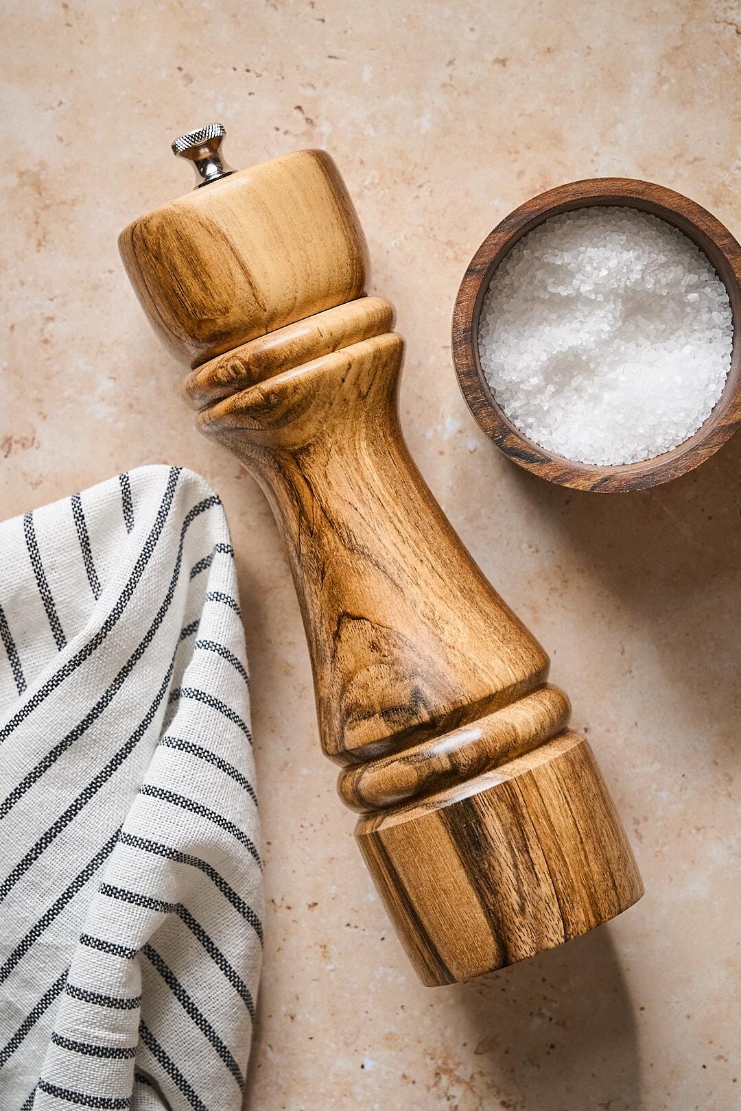 Handmade Wood Pepper Mill | Large Size, Sustainably Salvaged Wood, Dark ...