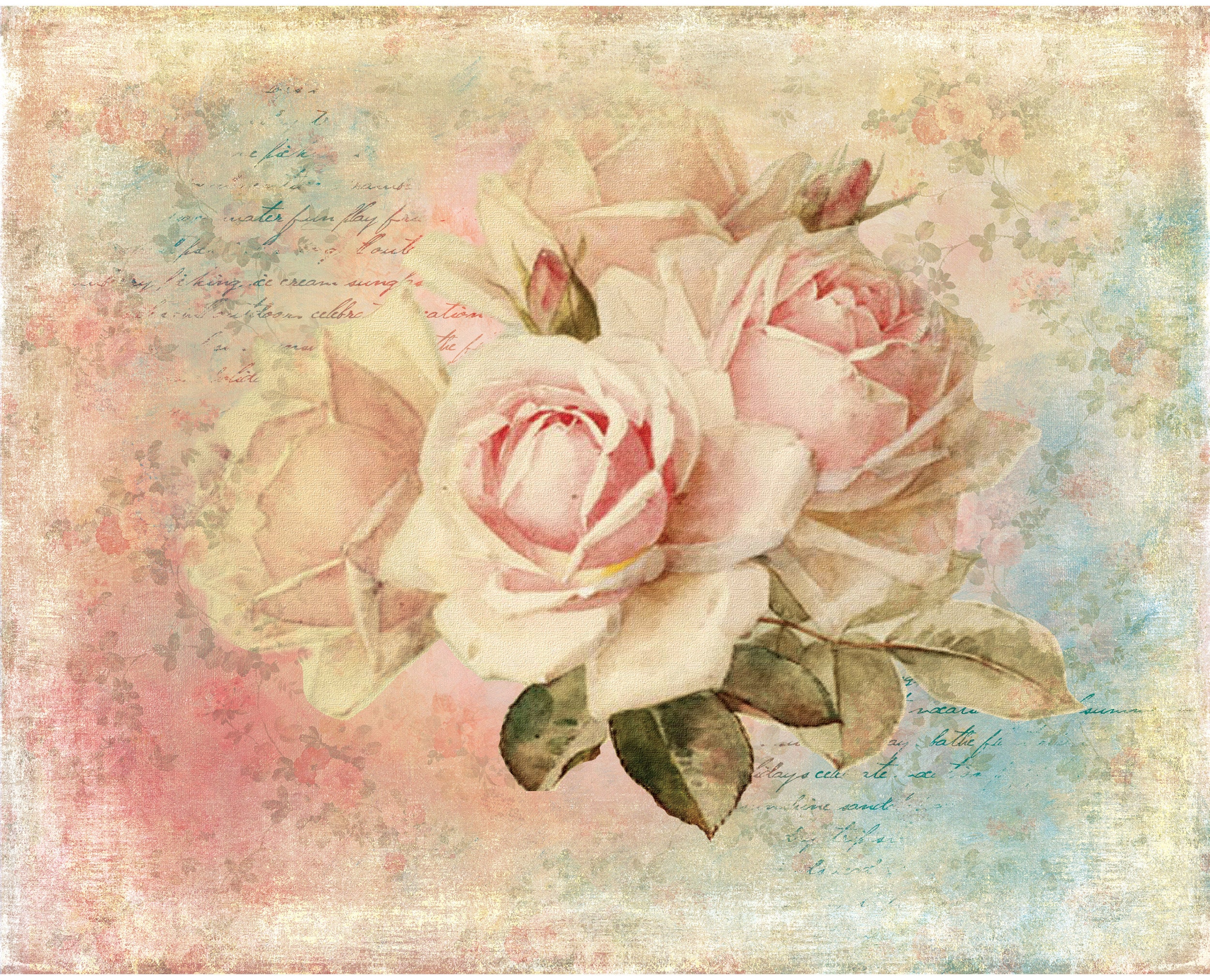 Vintage Victorian Shabby Chic Roses, Instant Download, Frameable Art ...