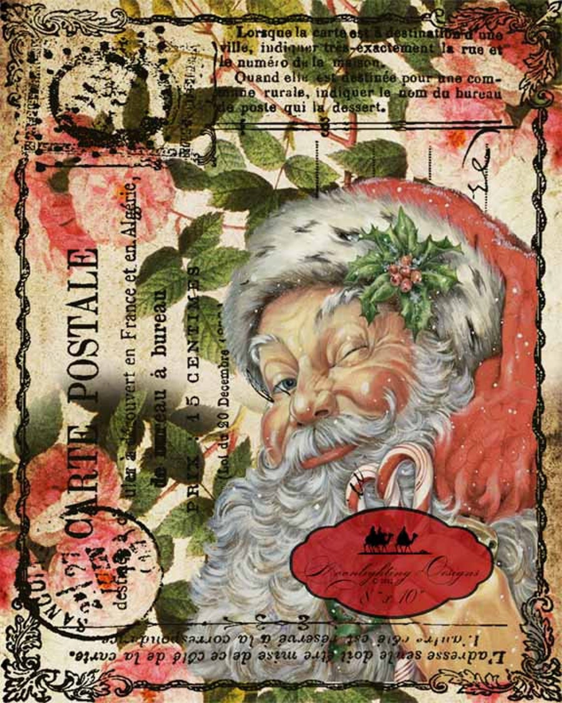 SANTA VINTAGE CHRISTMAS Christmas Printable Digital Collage 189li - Etsy