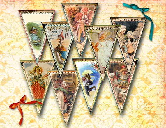 Mother Goose Banner Printable Vintage Nursery Rhymes | Etsy