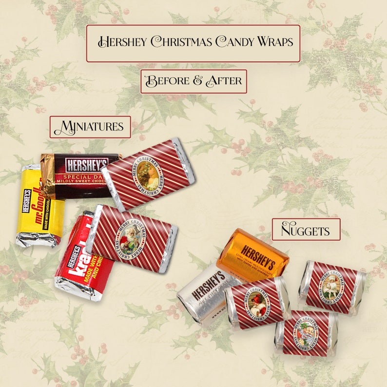 Christmas Candy Bar Wrapper Christmas Candy Wrapper Hershey Miniature ...
