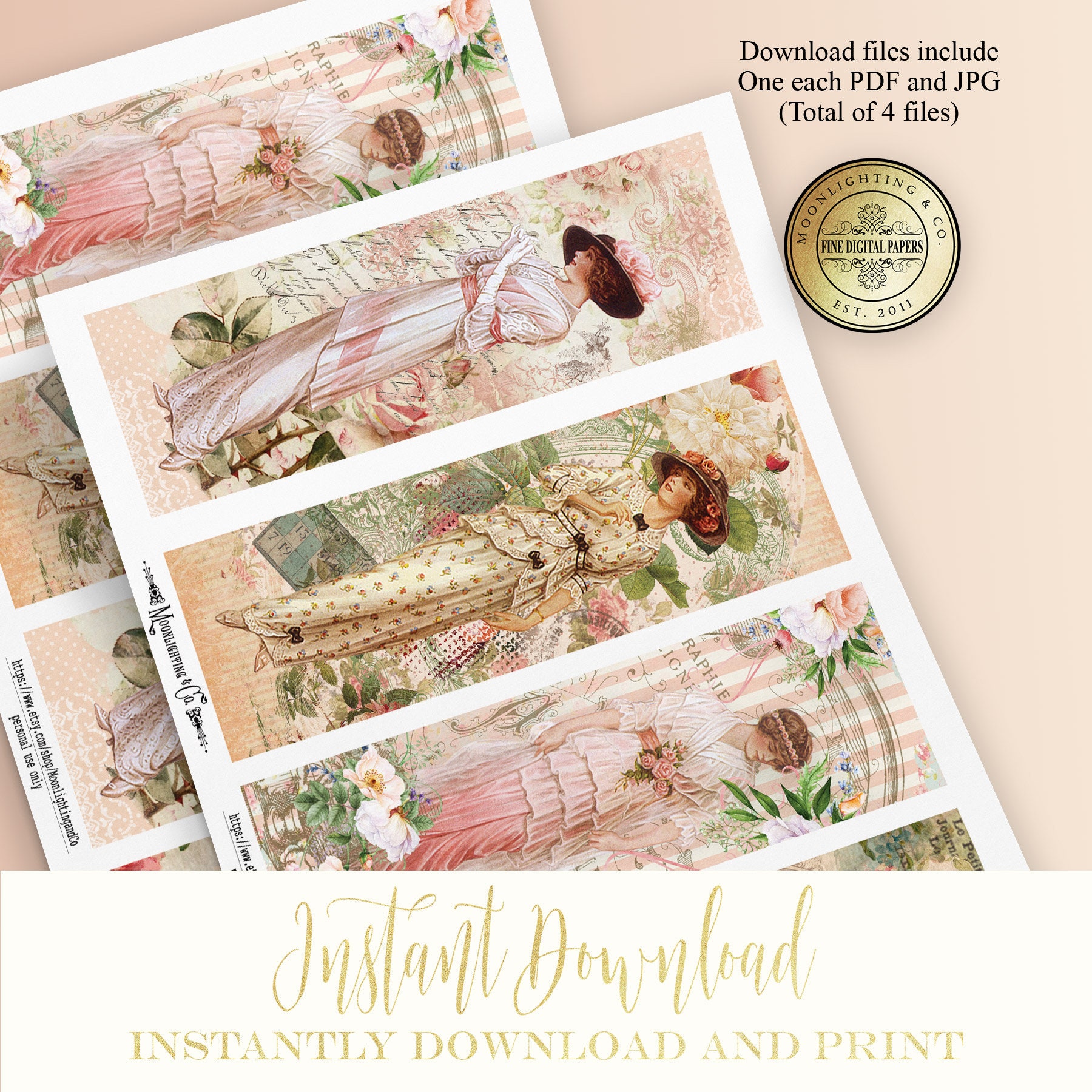 Victorian Edwardian Ladies, Shabby Chic, Bookmark, Vintage, Printable ...