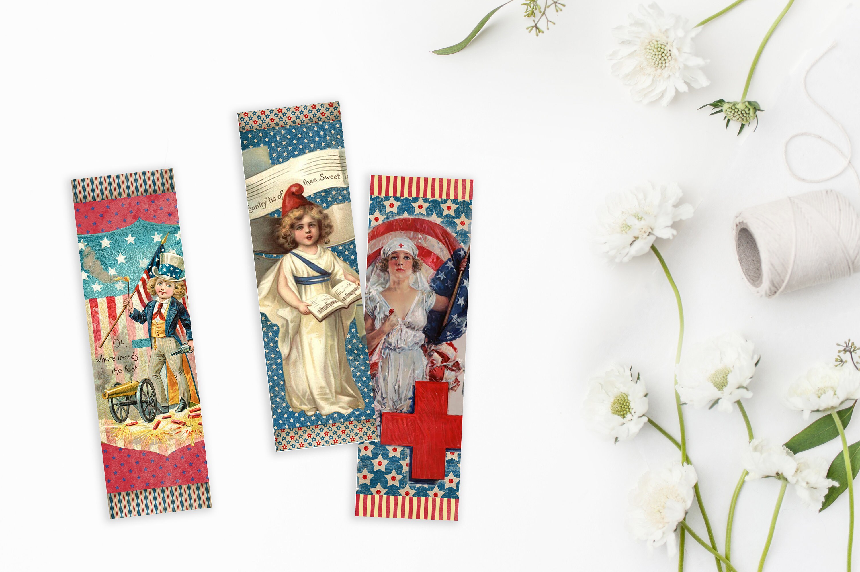 Independence Day Bookmarks, Patriotic, Printable, Vintage, Digital ...