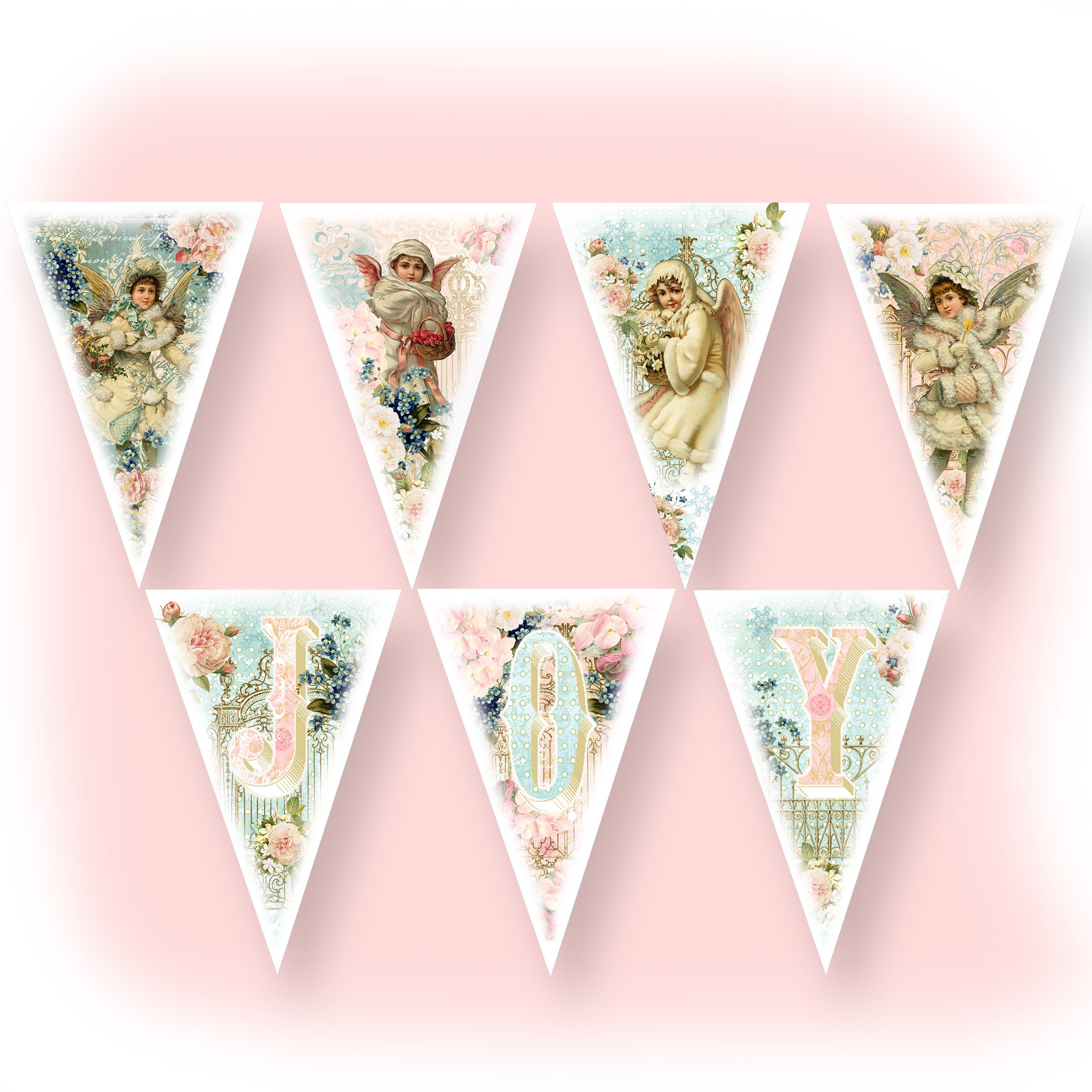 Printable Christmas Angel Shabby Chic Banner Party Banner Paper ...