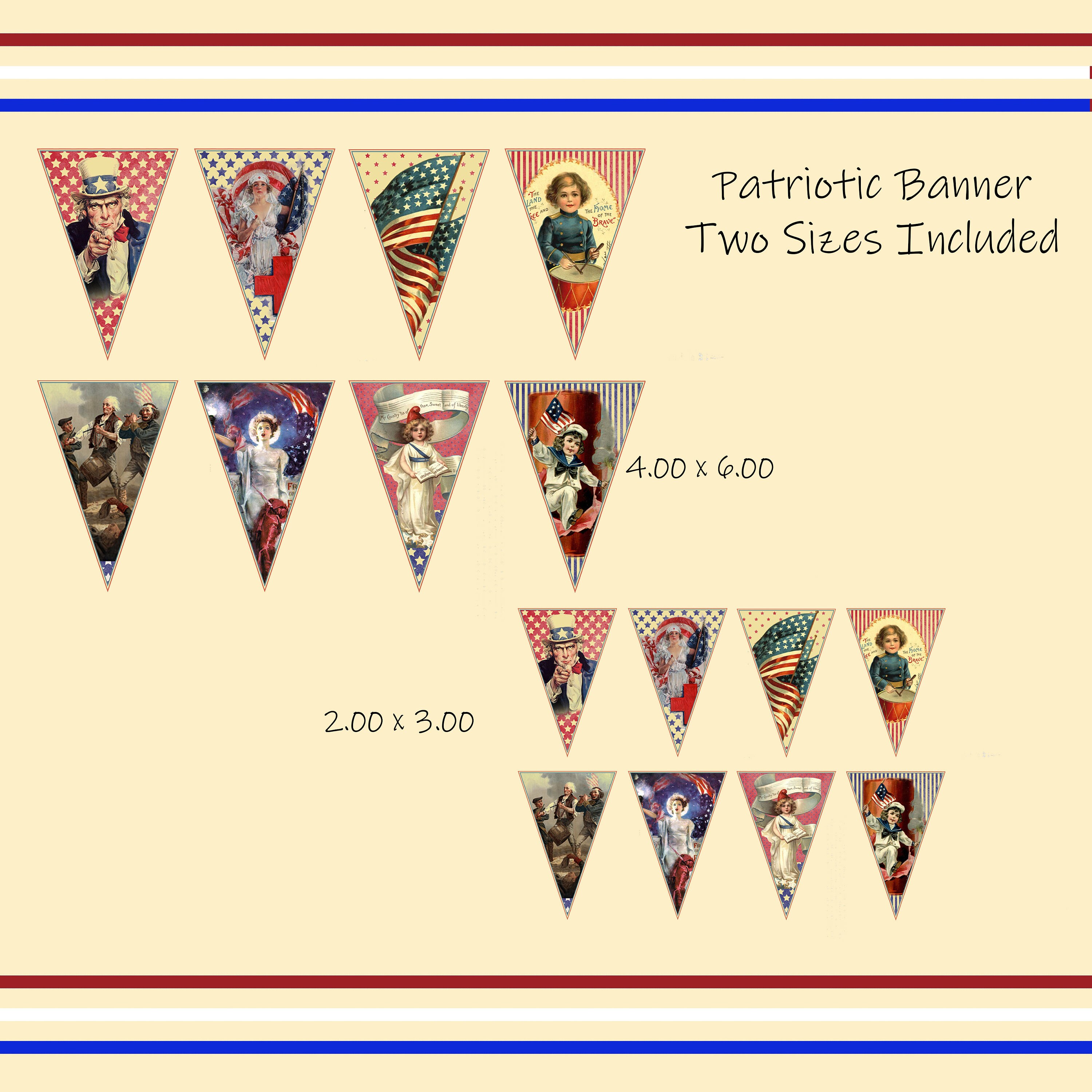 Independence Day, Patriotic Banner, July 4th, Printable, Vintage ...